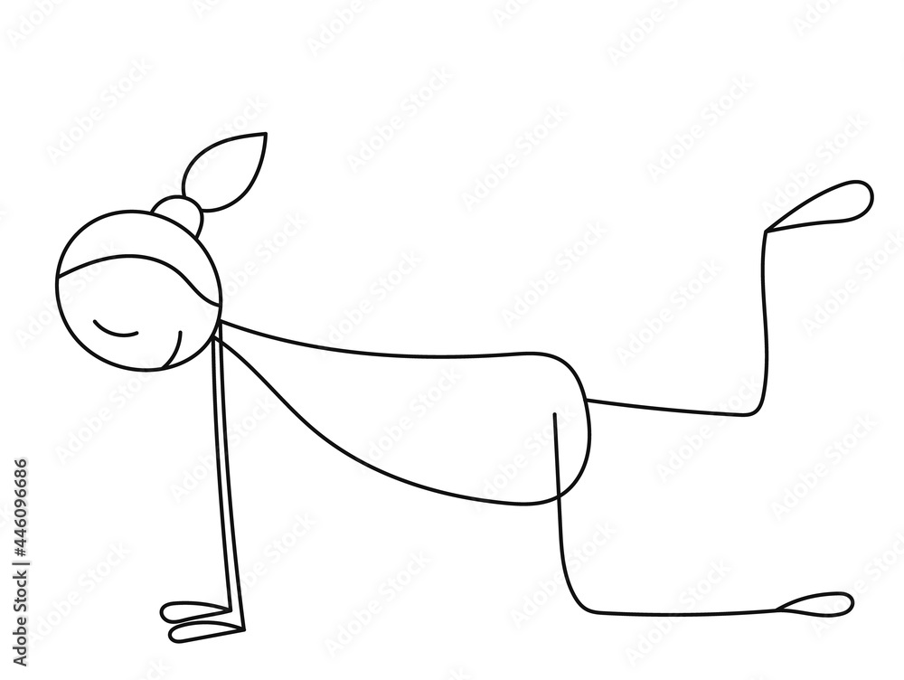 stick figure girl doing exercises, sport Stock Vector | Adobe Stock