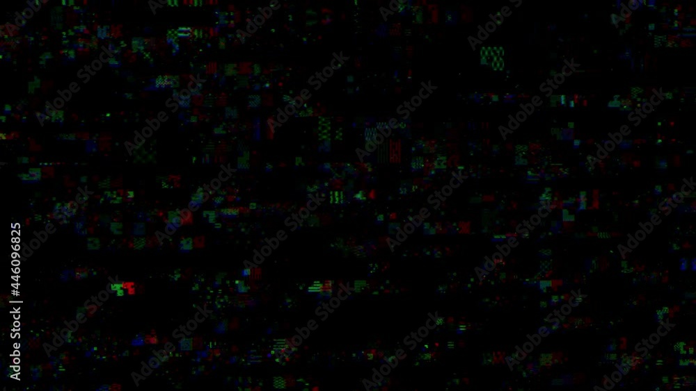 Horizontal distortion of broken video image on black background, VHS ...