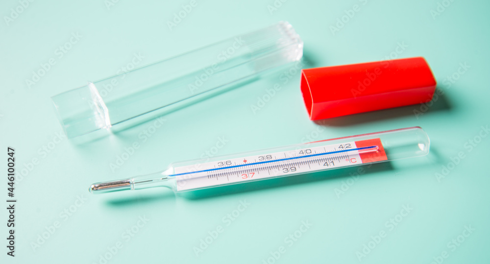 Medical thermometer. Glass thermometer for measuring the temperature of ...