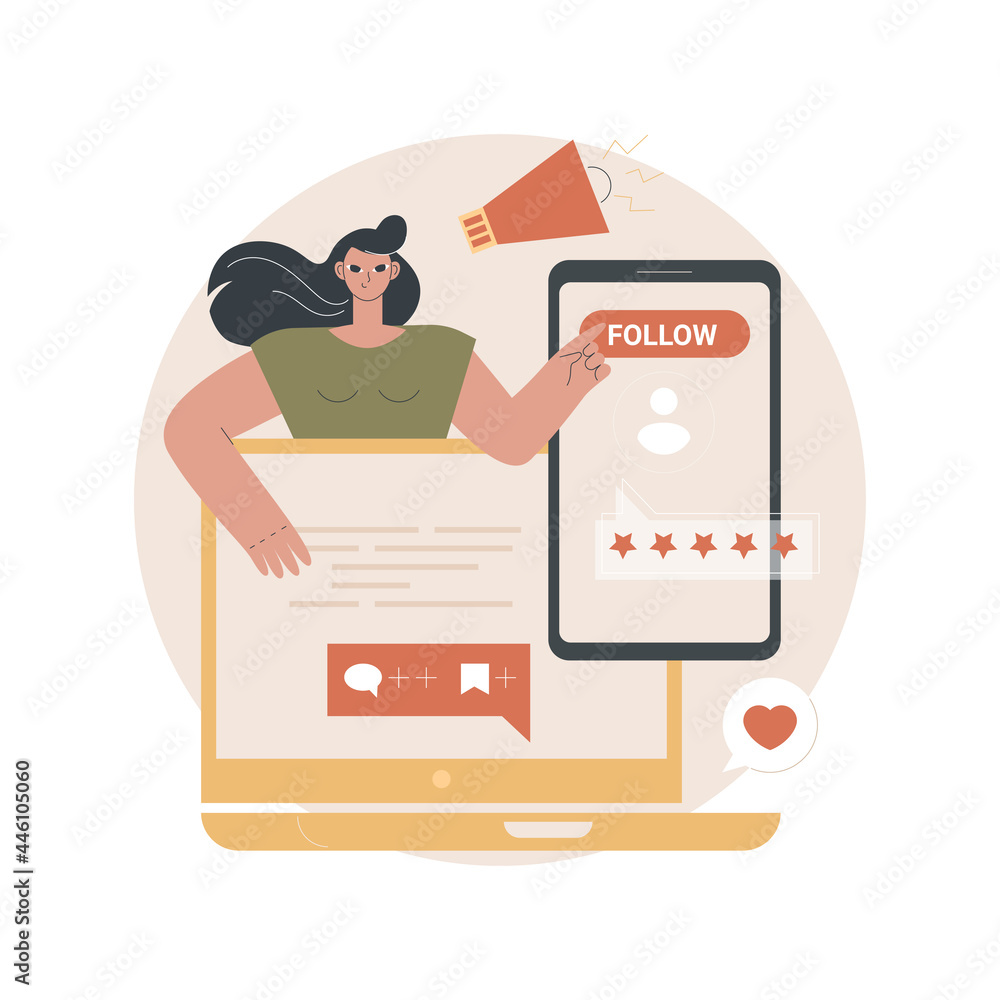 Follow us abstract concept vector illustration. Follow us on social ...