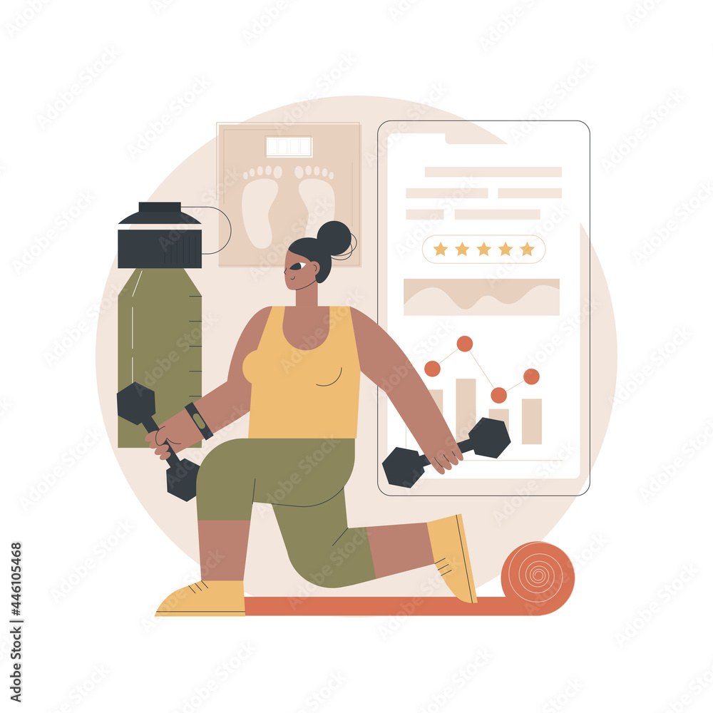 Connected workout abstract concept vector illustration. Digitally ...