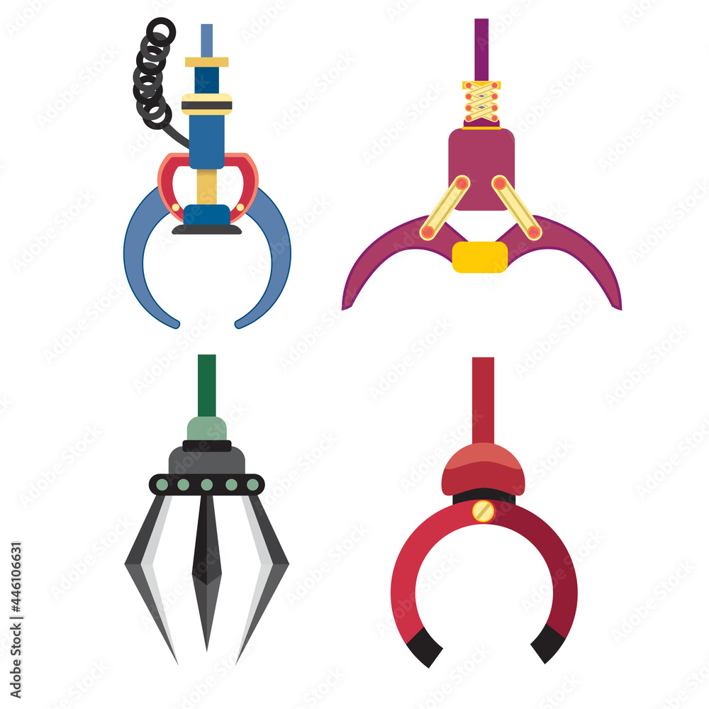 Robotic Claw set on a white background. Grip robotic claw in factory ...