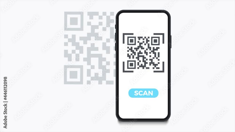 QR code scan to smartphone. Qr code for payment. Mobile phone scanning ...