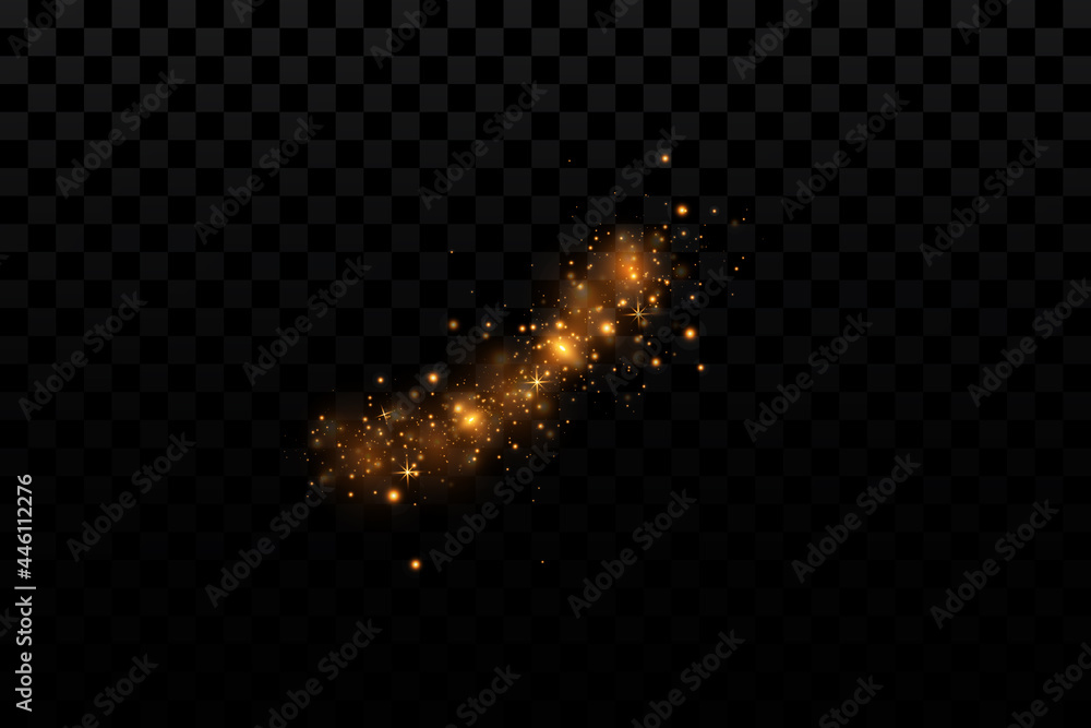 Gold particles. Light effect. Gold dust. background decoration. Stock ...