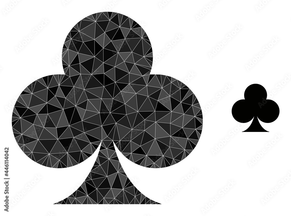 Triangle playing card club suit polygonal icon illustration. Playing ...