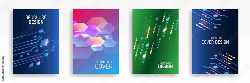 Contemporary science and digital technology concept. Vector template ...