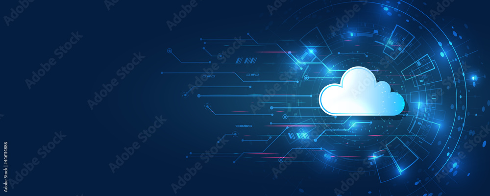 Abstract datacenter, network system. Web hosting vector banner. Cloud ...