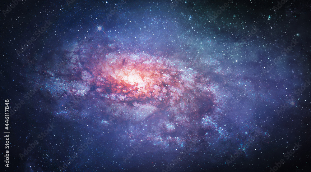Galaxy and constellation in deep space. Stars and far galaxies ...