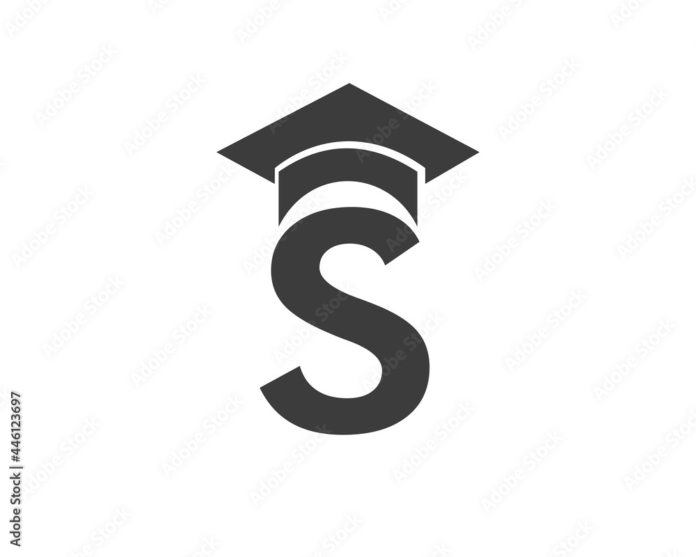 Education logo with S letter hat concept. Graduation logo with S letter ...