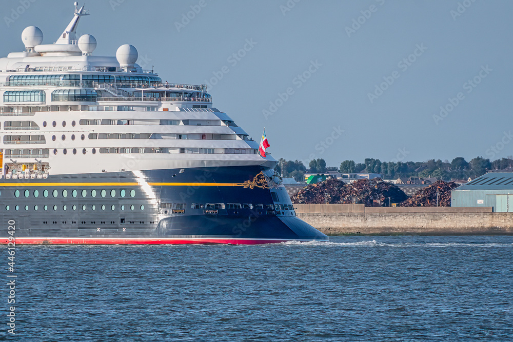 View of the Disney Magic cruise ship on a rare visit to the UK Stock ...