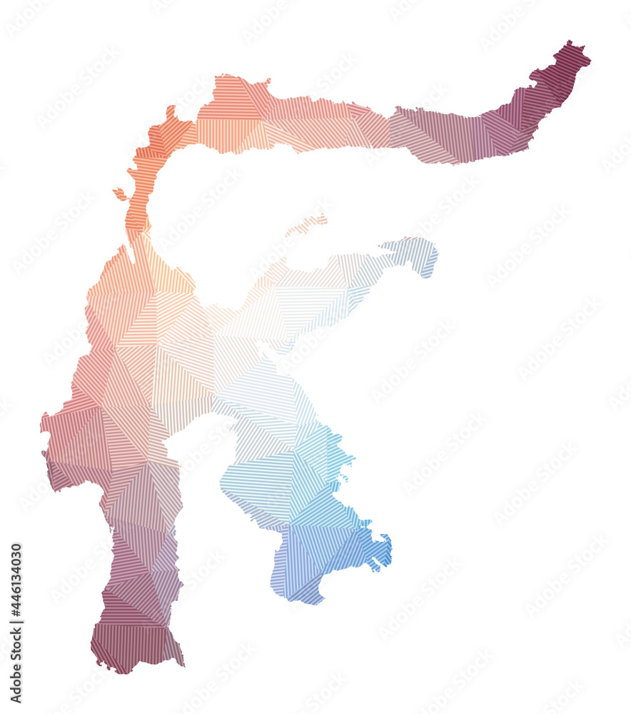 Map of Sulawesi. Low poly illustration of the island. Geometric design ...