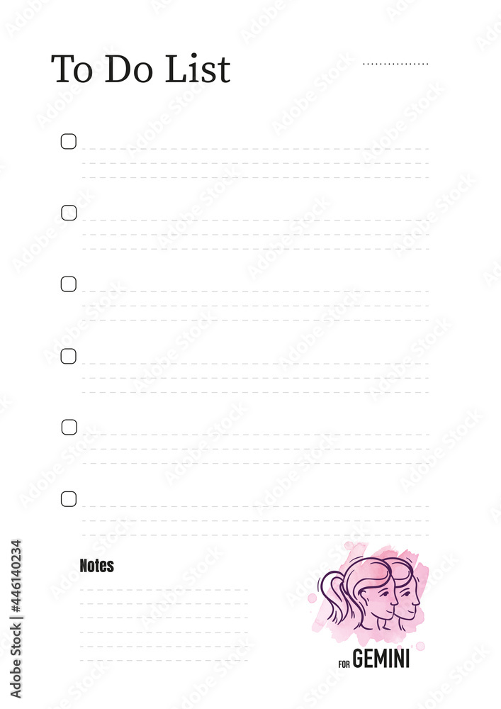 To-Do List Planner Printable Insert for Horoscope Gemini Stock ...