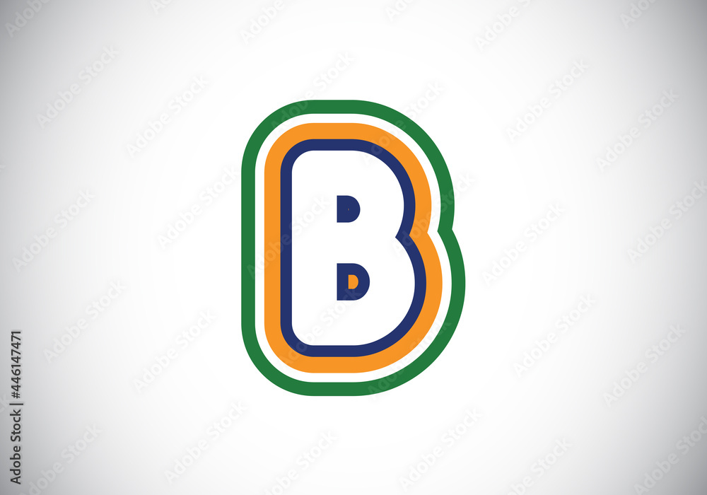 Colorful Initial B monogram letter alphabet. Children's cute alphabet ...