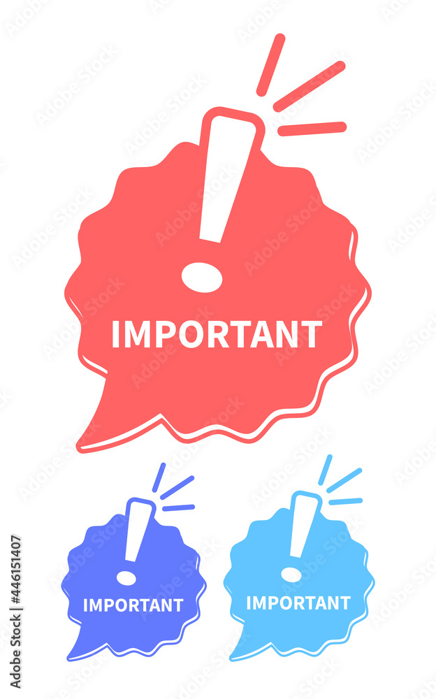 Important Speech Set. A bright icon with an exclamation mark to ...
