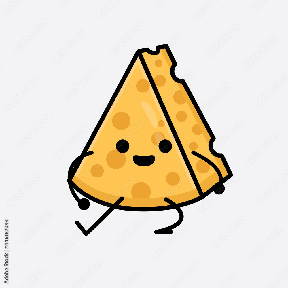 Vector Illustration of Cheese Character with cute face and simple body ...