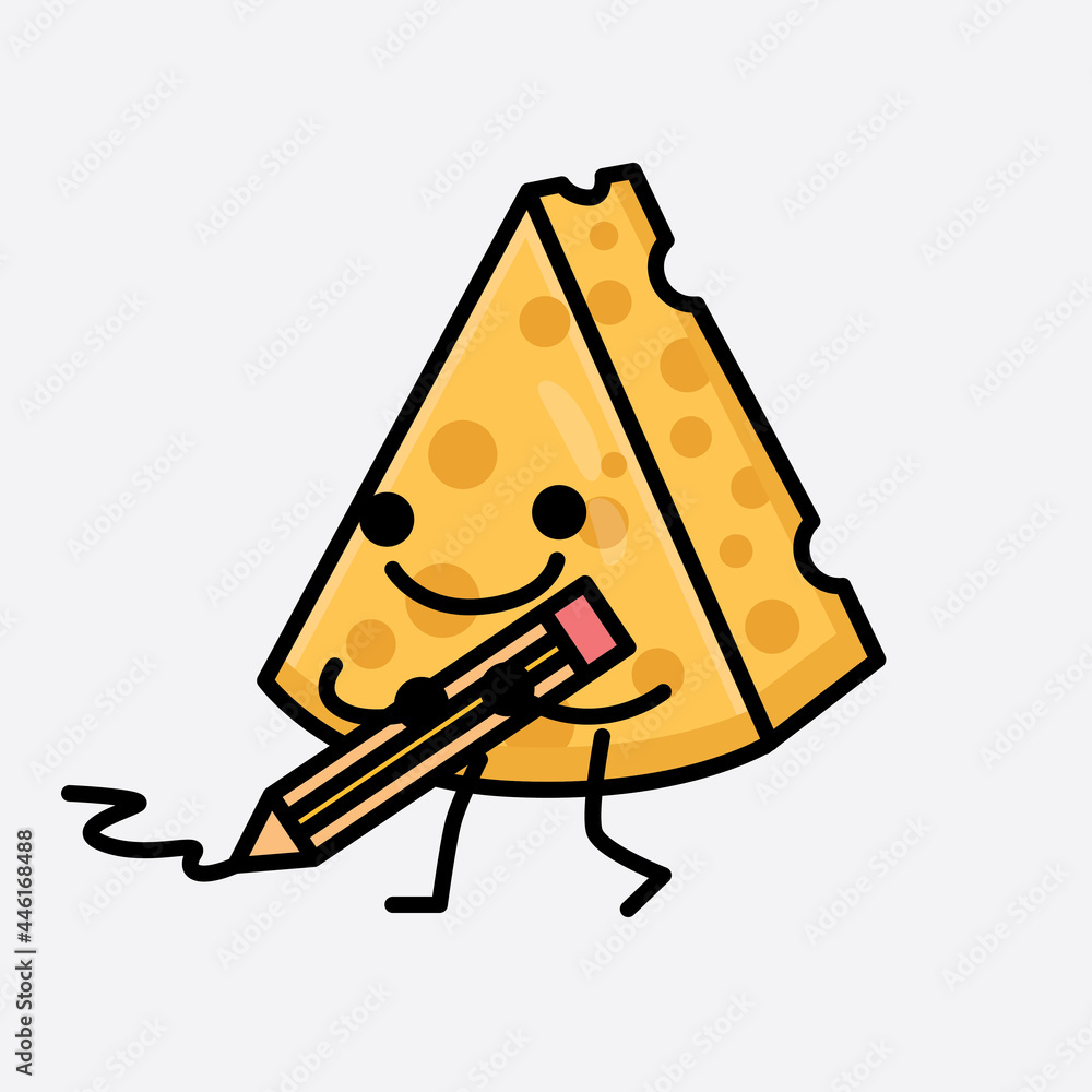 Vector Illustration of Cheese Character with cute face and simple body ...
