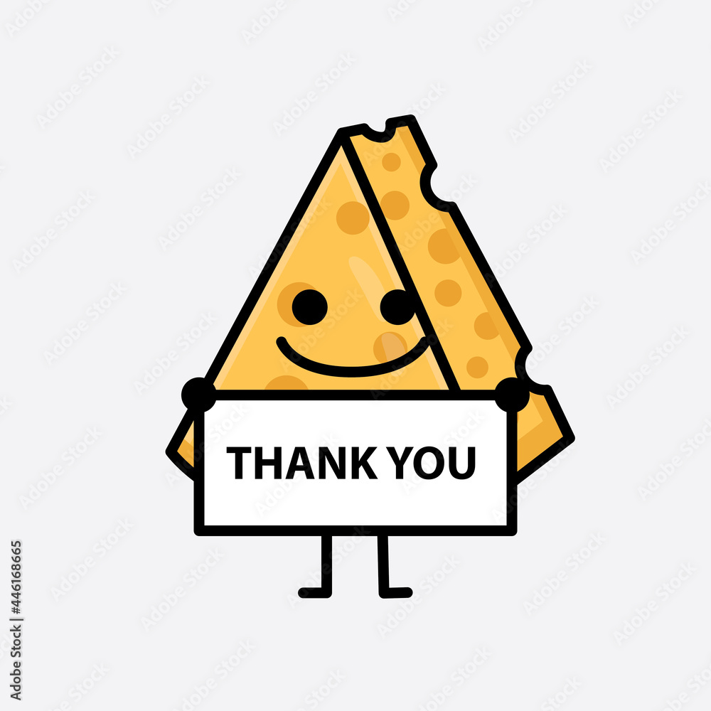 Vector Illustration of Cheese Character with cute face and simple body ...
