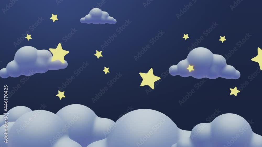 yellow star in the night sky surrounding by cloud ,looped video ...