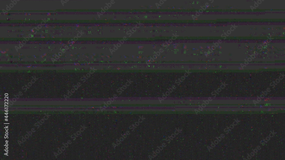 Horizontal distortion of broken video image on black background, VHS ...