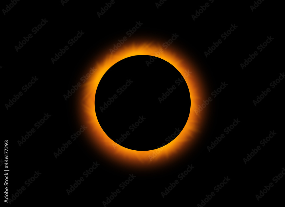 Solar Eclipse phenomenon. Total Eclipse Orange sunshine Around The Full ...