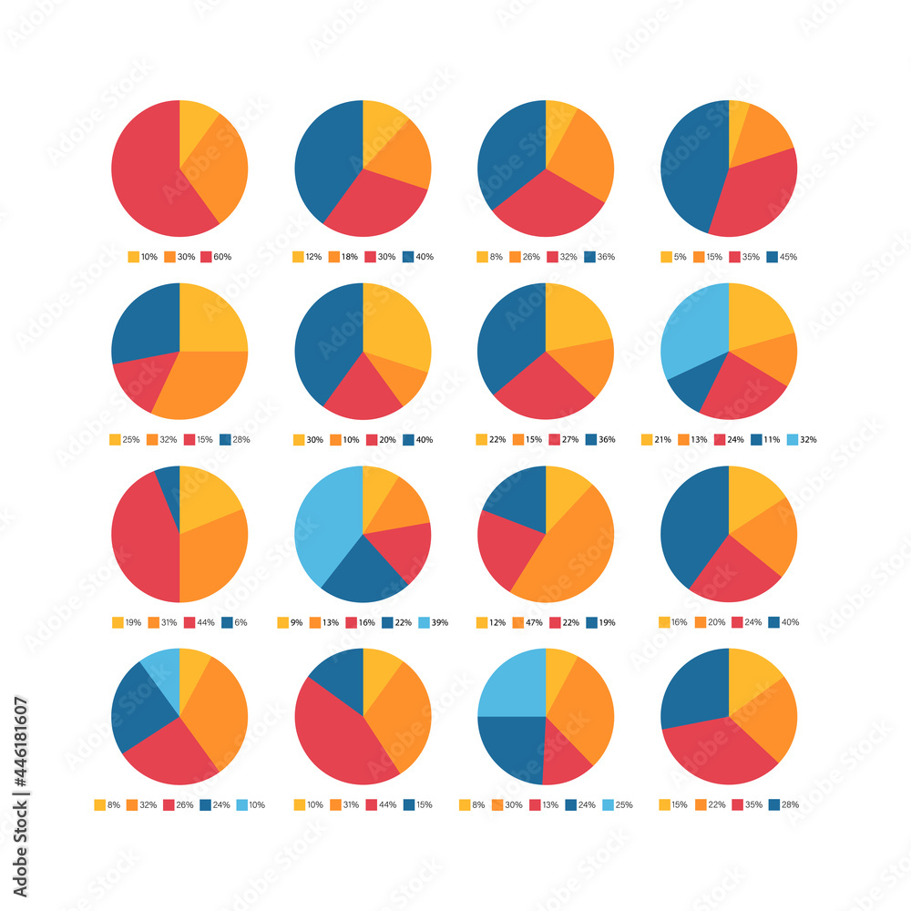 Infographic pie graph set. Vector illustration. Colorful diagram ...