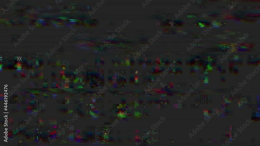 Horizontal distortion of broken video image on black background, VHS ...