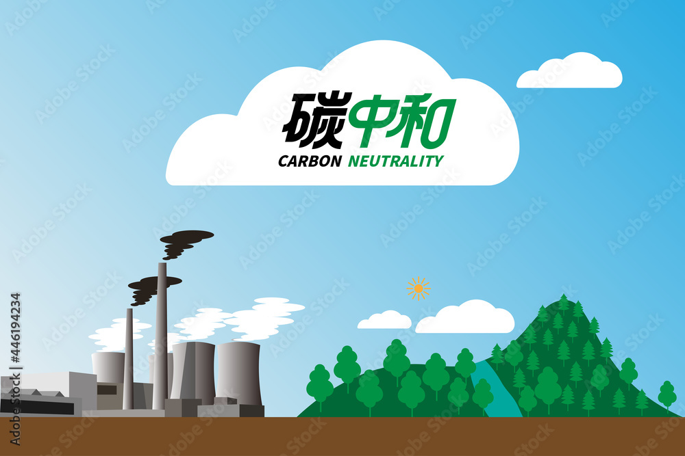 Carbon neutral energy saving and emission reduction concept poster font ...