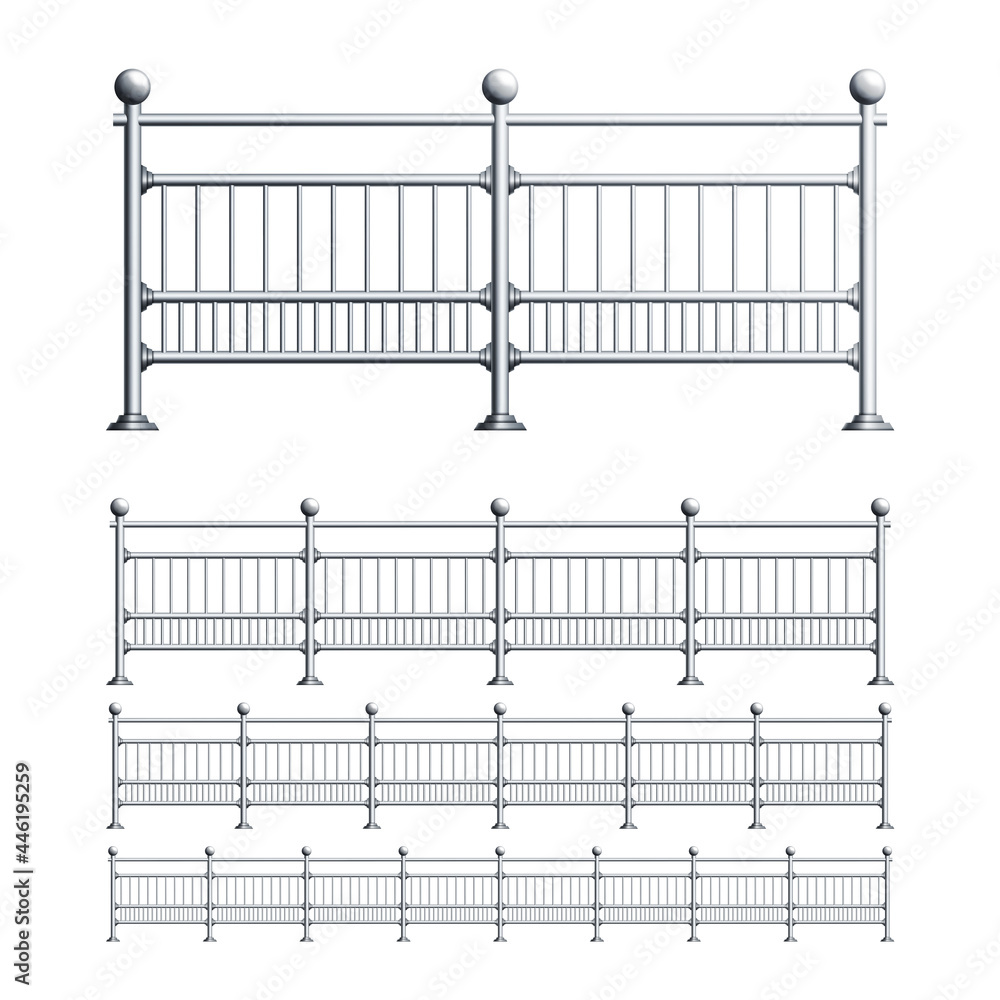 Steel Railings Exterior Construction Set Vector. Collection Of Elegance ...