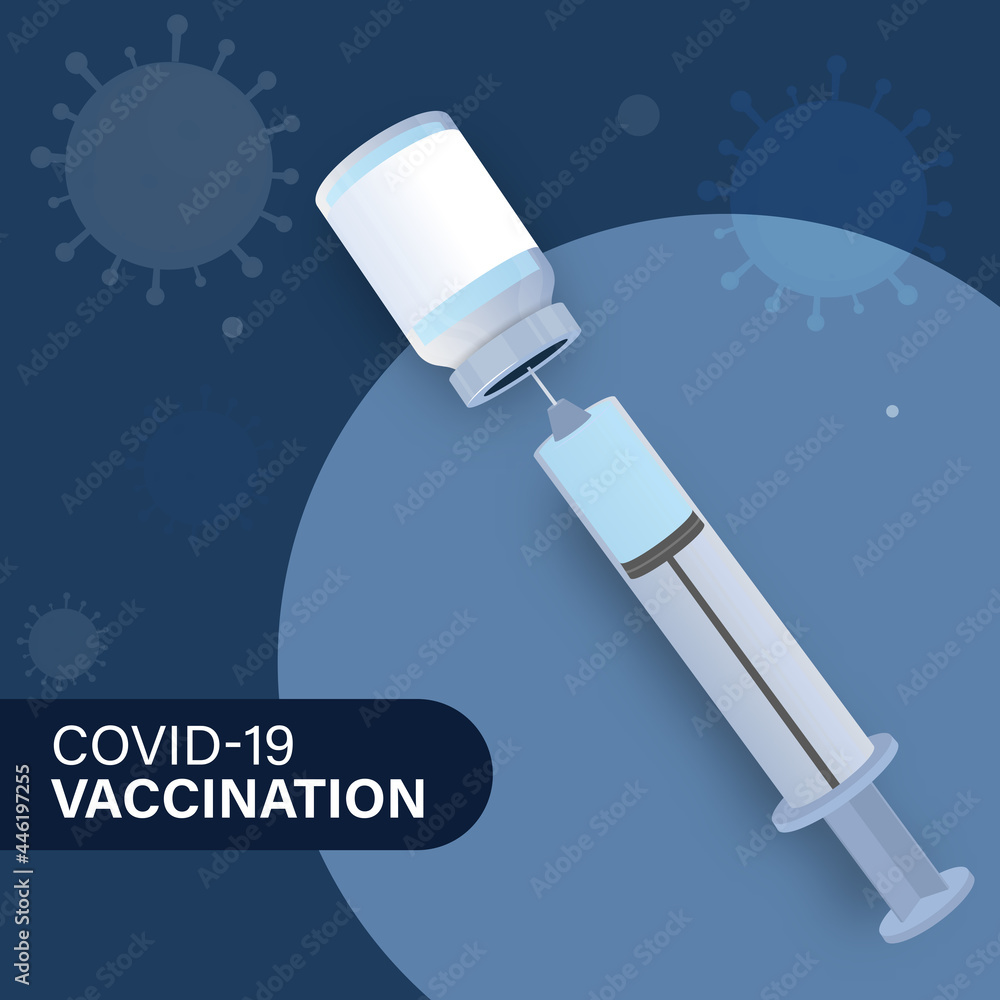 Covid-19 Vaccination Poster Design With Syringe Inside Vaccine Bottle ...