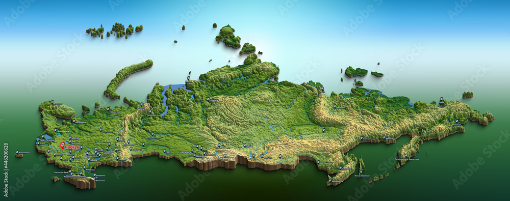 physical map of russia with cities Stock Illustration | Adobe Stock