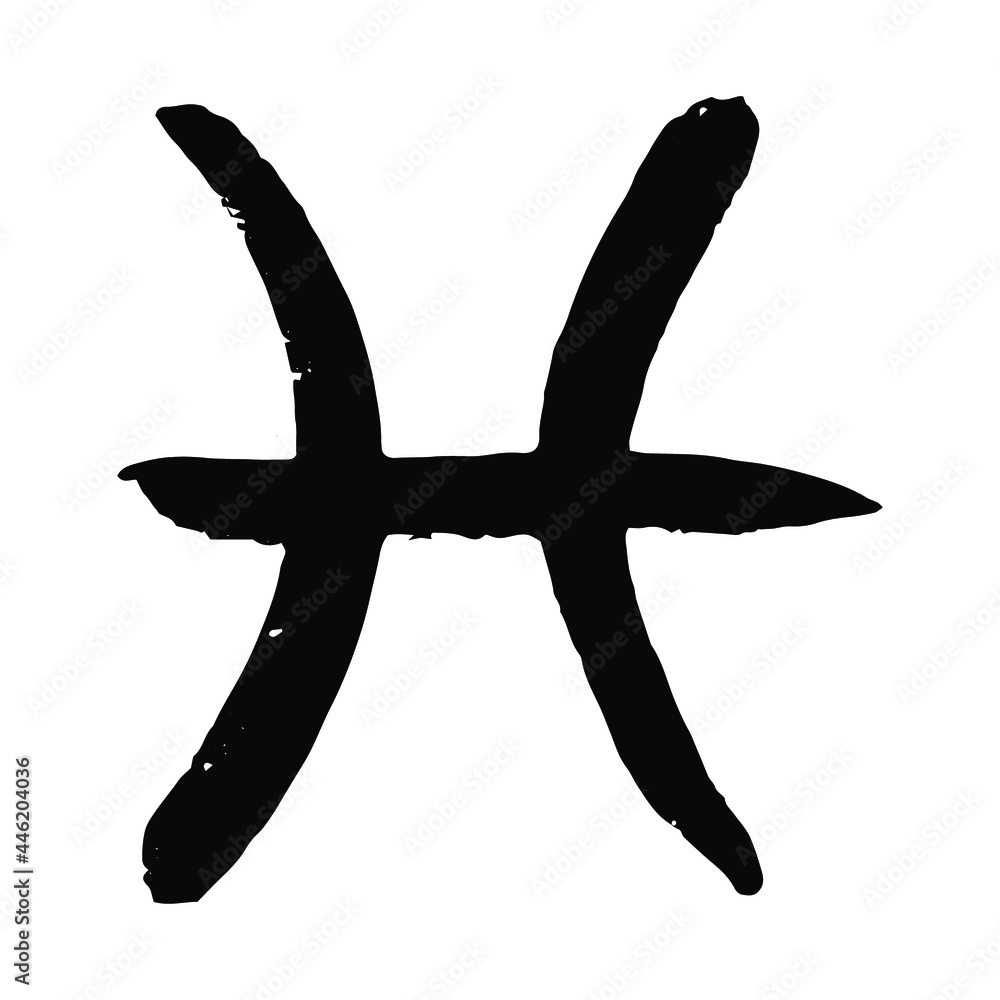 Pisces. Astrological sign. Hand drawn element. Graphic design. Scruffy ...