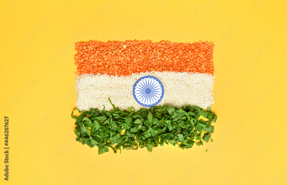 Flag of India made of food on color background Stock Photo | Adobe Stock