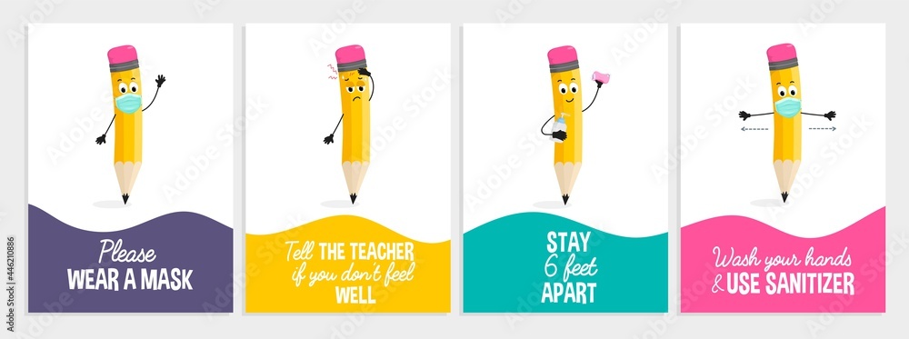 Back to School Covid Safety poster set.After pandemic school safety ...