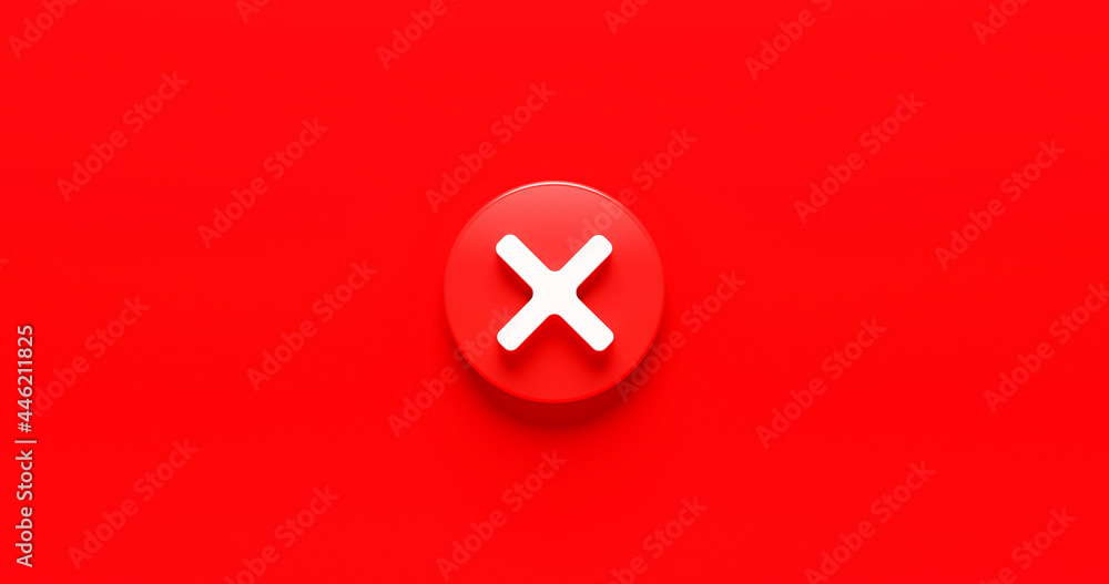 Red cross check mark icon button and no or wrong symbol on reject ...