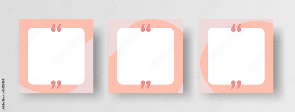 Set of Social Media Post Design Template for Quotes. Quote Frame ...