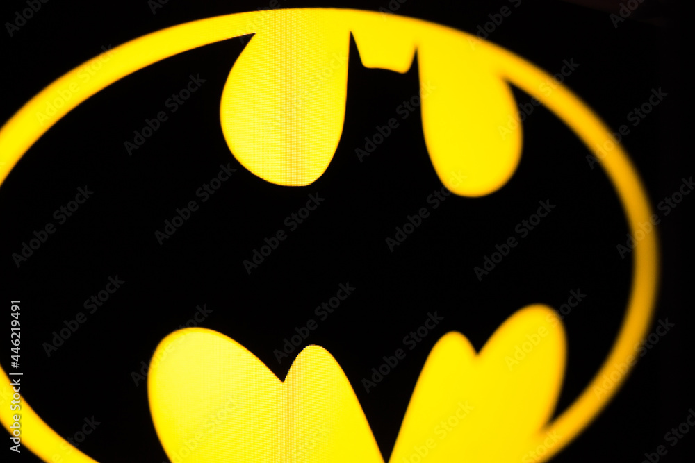 Batman logo on the screen. Stock Photo | Adobe Stock