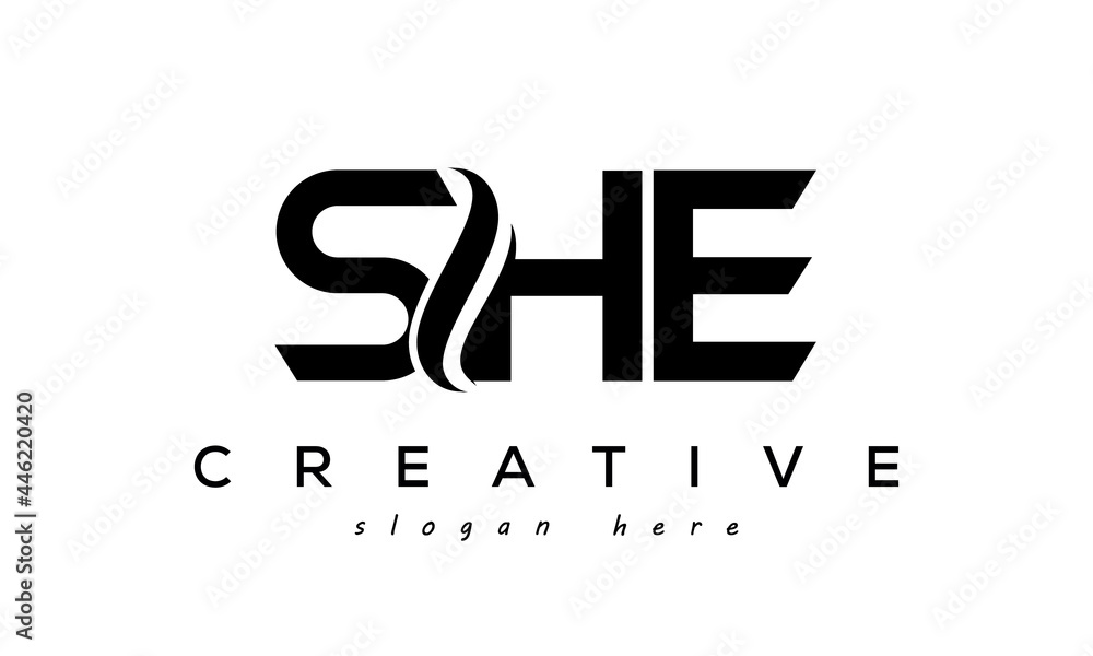 Letter SHE creative logo design vector Stock Vector | Adobe Stock