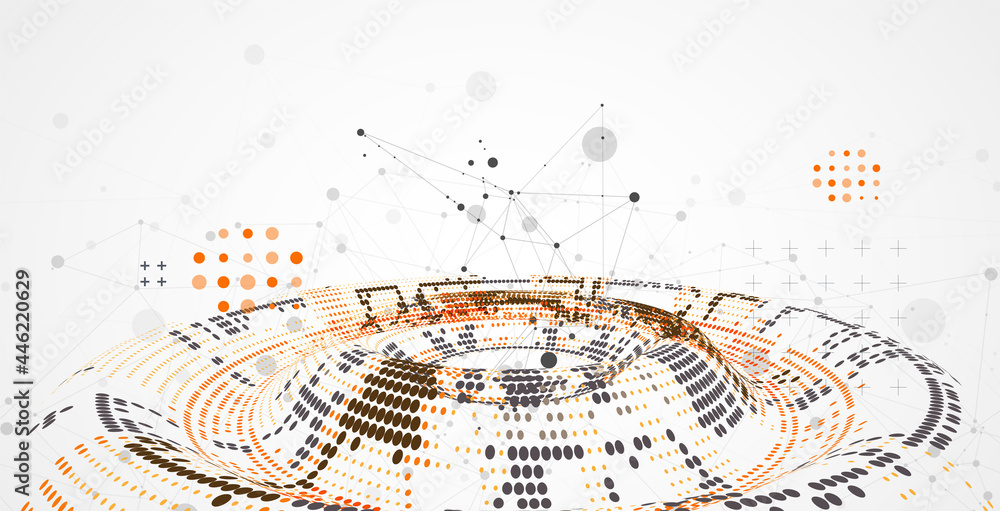 Halftone theme vector. Science abstract background with connecting dots ...