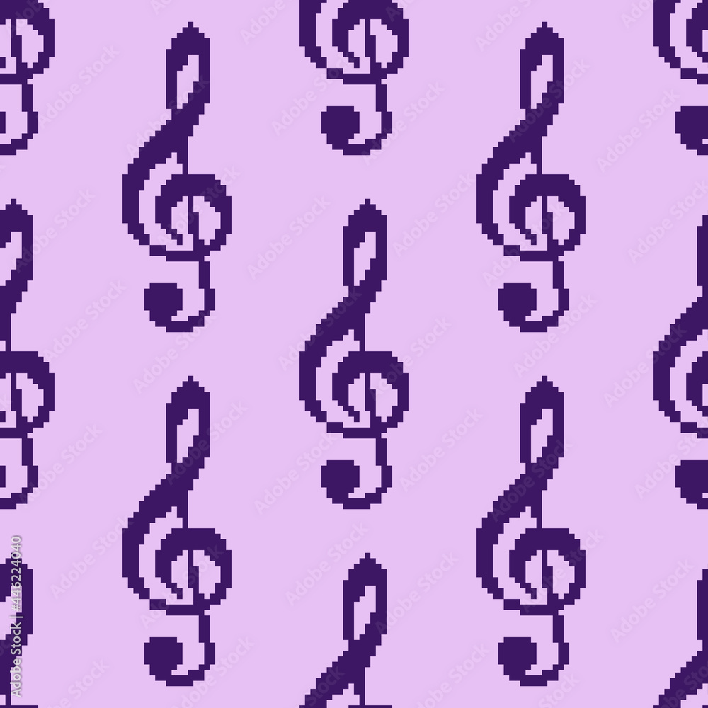 Pixel treble clef. Pixel art 8 bit vector. Stock Vector | Adobe Stock