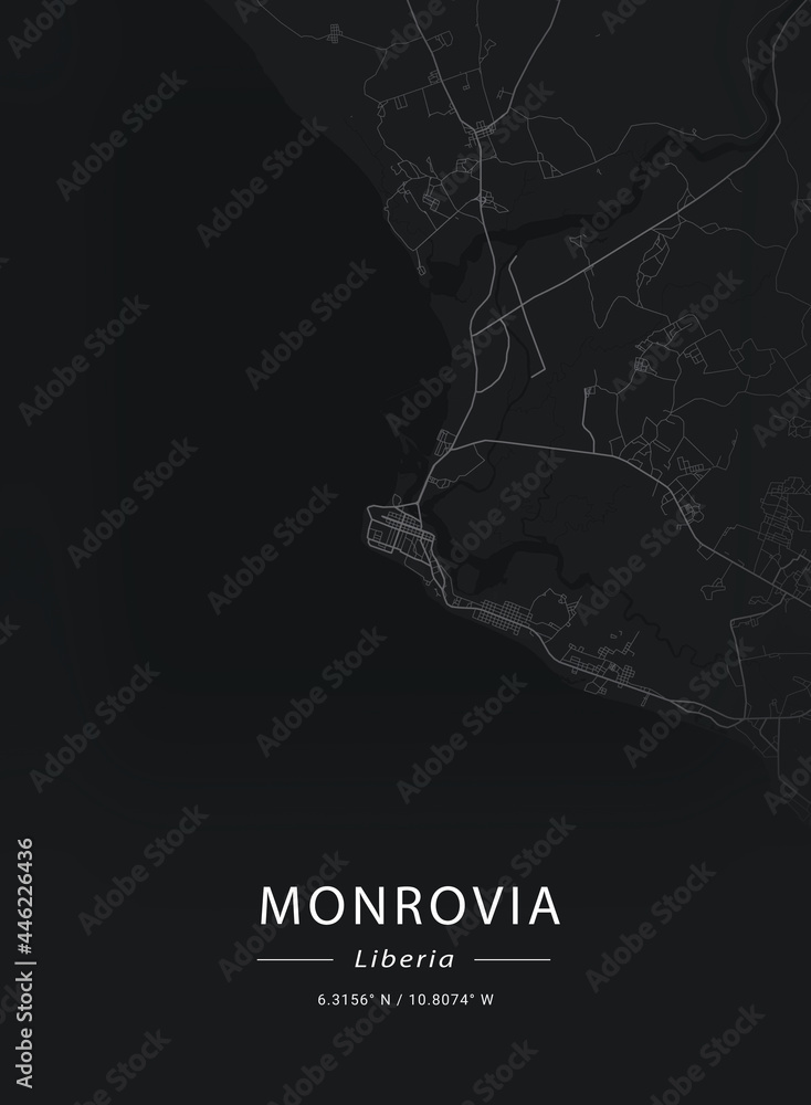 Map of Monrovia, Liberia Stock Illustration | Adobe Stock