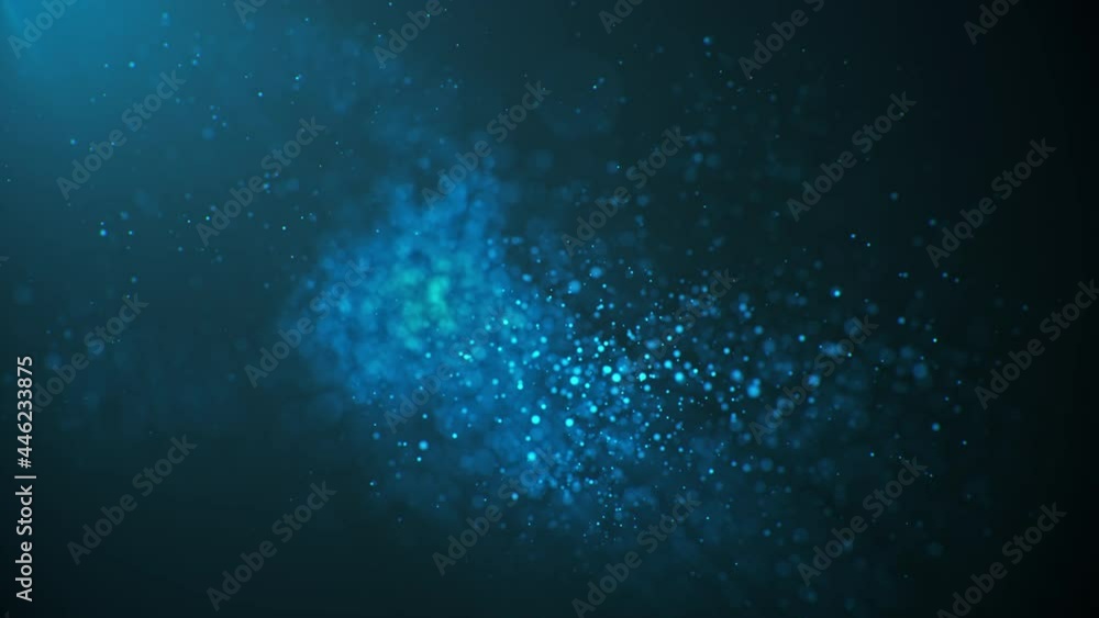 Particles of abstract blue dust in air. Shine blue glitter floating ...