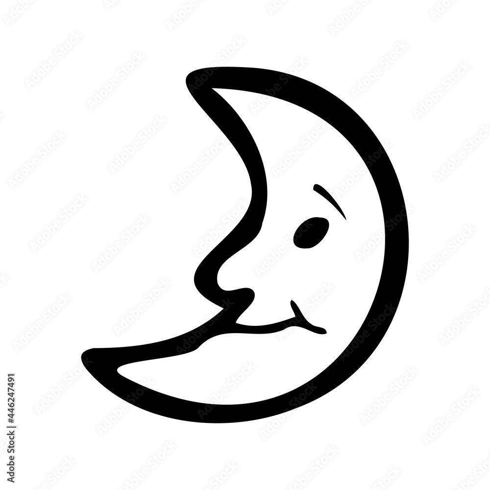 cartoon moon face vector outline Stock Vector | Adobe Stock