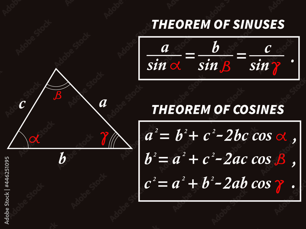 Vetor de vector illustration depicting a triangle with sine and cosine ...