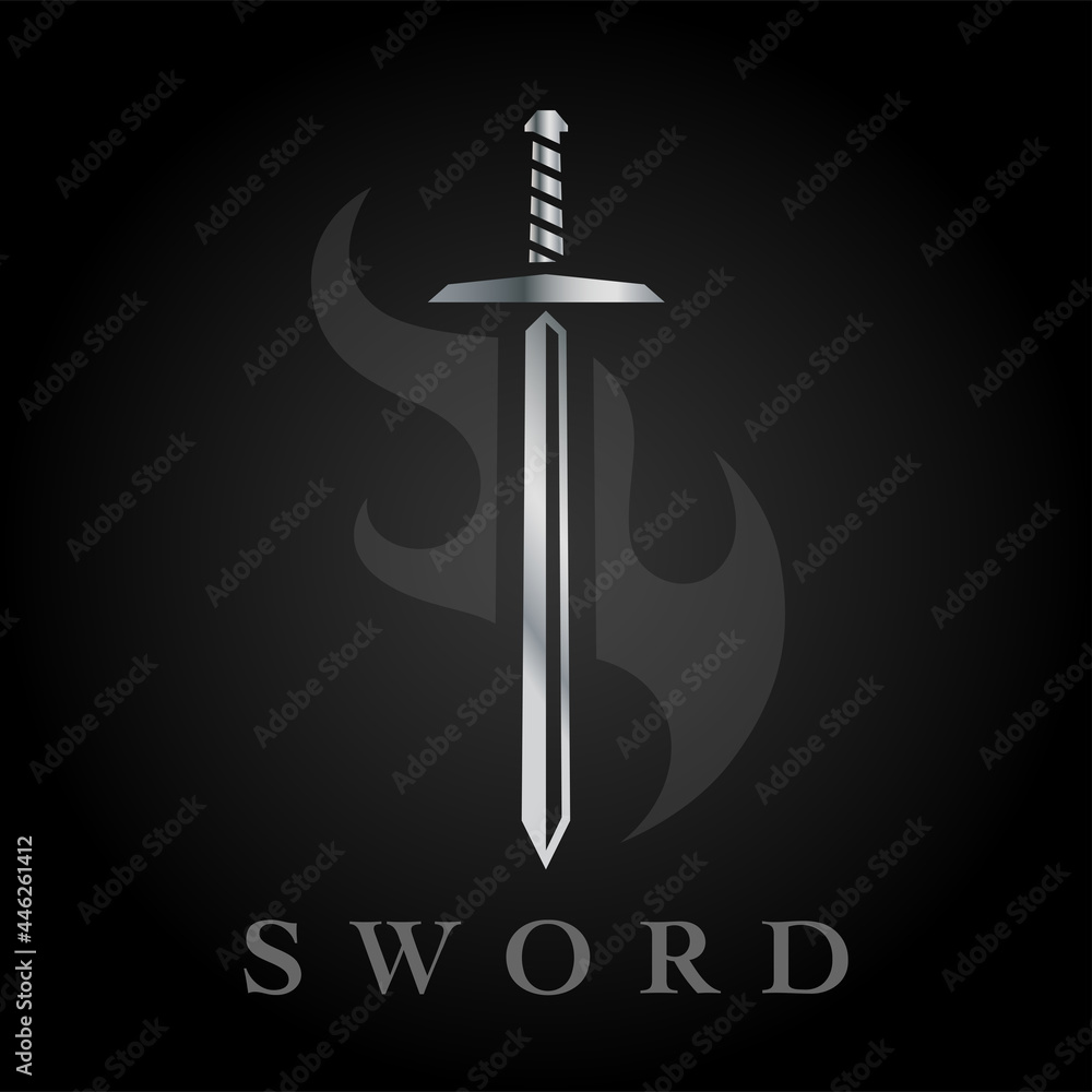Metal sword symbol icon design. Vintage blade iron weapon sign. Vector ...