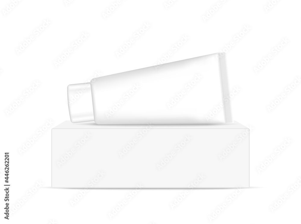 tube and box mock-up for toothpaste packaging design, tubes white front ...