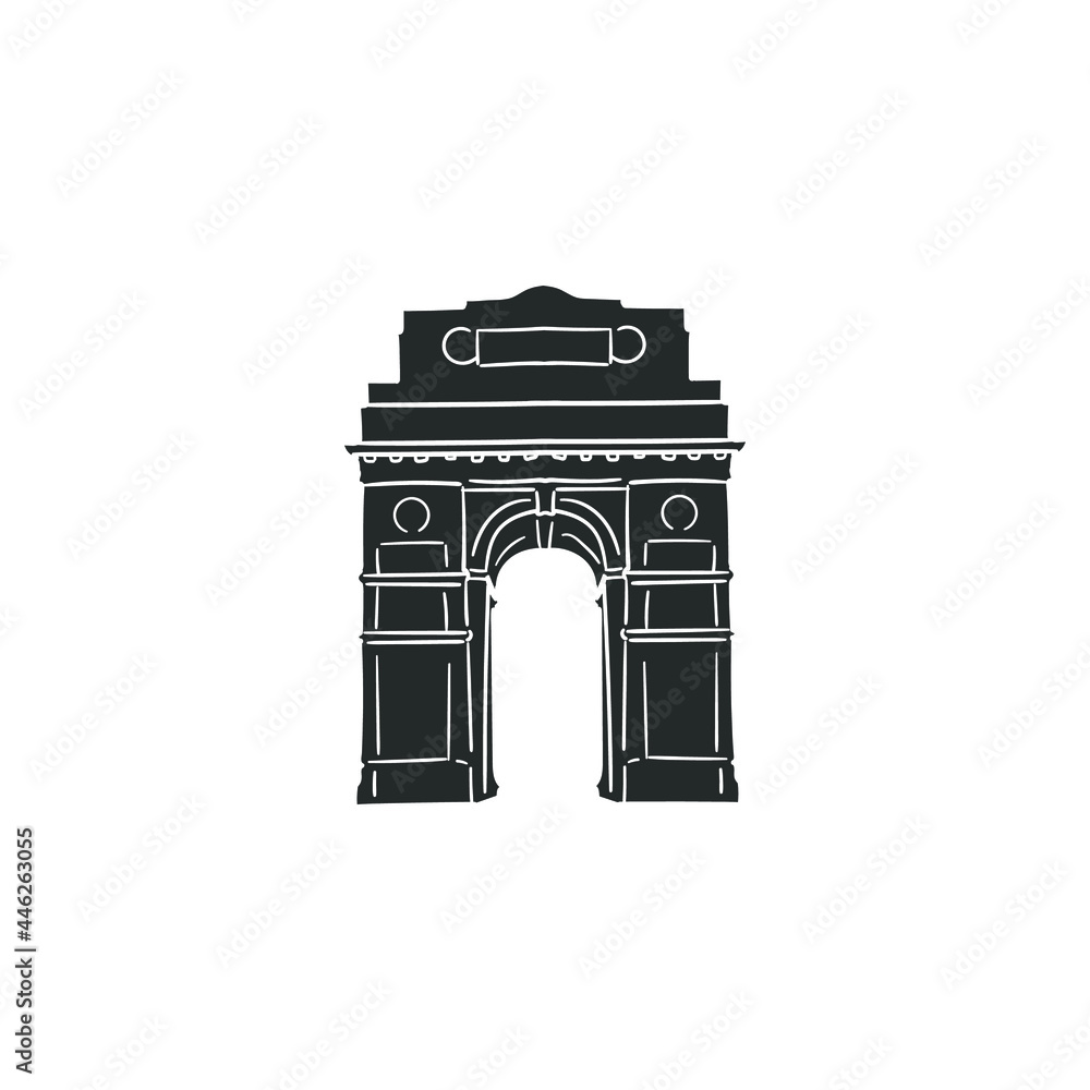 India Gate Icon Silhouette Illustration. Architecture Vector Graphic ...