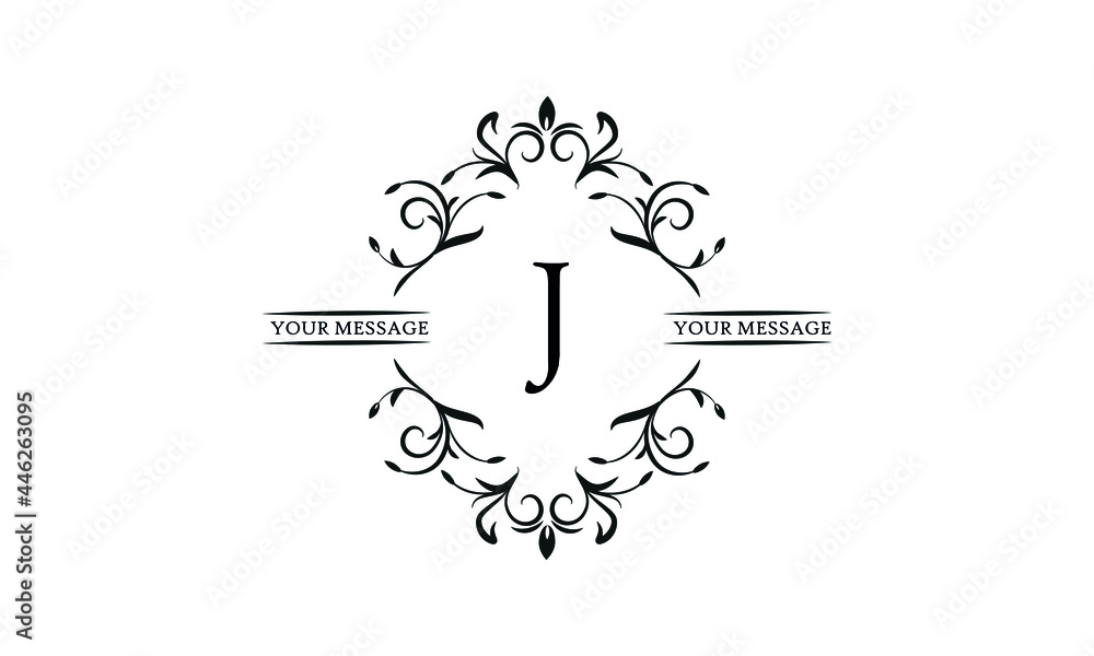 Graceful floral monogram for postcards, invitations, menus, labels ...