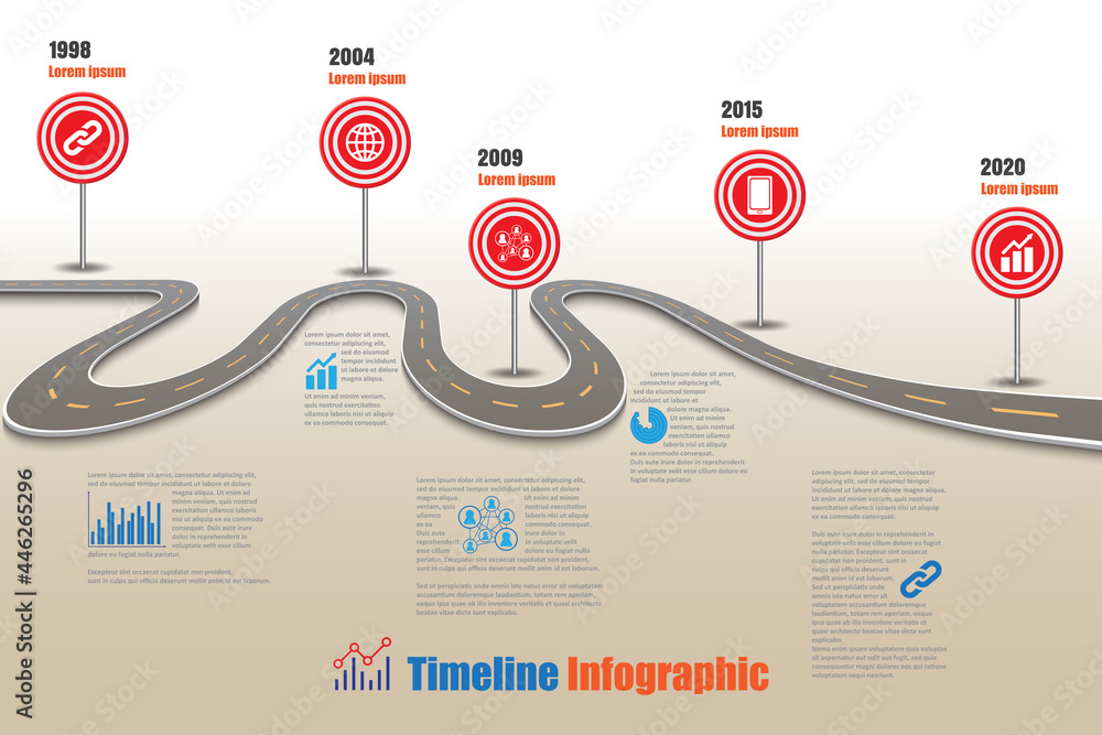 Business roadmap timeline infographic template with road sign design ...