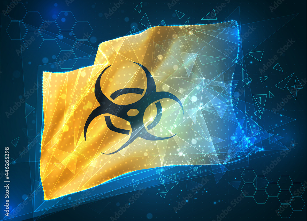 sign of viral and bacterial danger on a yellow background in vector ...