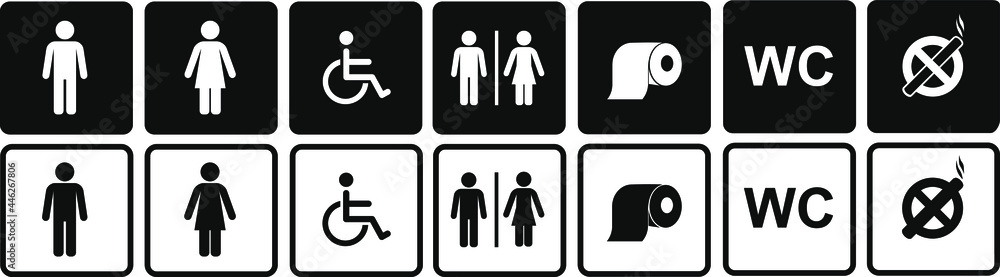 Toilet icons set, toilet signs, WC signs – vector. Stock Vector | Adobe ...